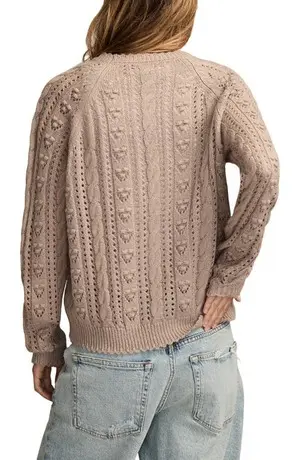 Lucky Brand Pointelle Crewneck Sweater - Wheat Heather