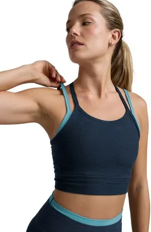 Beyond Yoga Space Dye Long Layered Bra - Nocturnal Navy