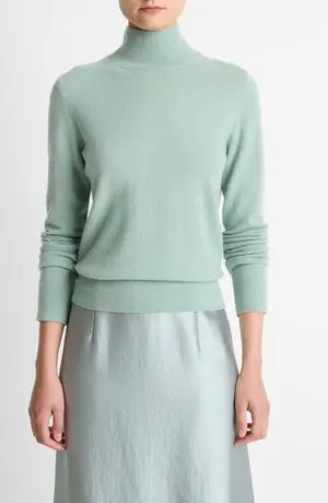 Vince Turtleneck Cashmere Sweater - Aloe Stone