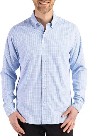 Cutter & Buck Skyline Epic Confidence Check Stretch Button-down Shirt - Atlas/white