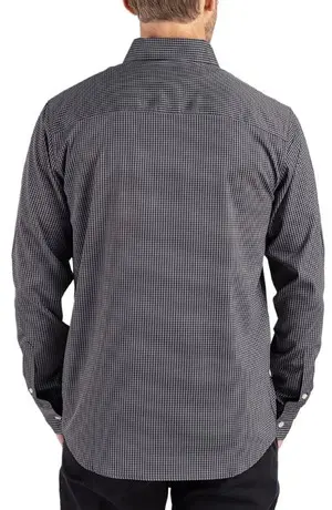 Cutter & Buck Skyline Epic Confidence Check Stretch Button-down Shirt - Black/elemental Grey