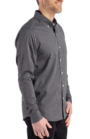 Cutter & Buck Skyline Epic Confidence Check Stretch Button-down Shirt - Black/elemental Grey