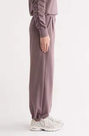 Zella Cinch Cord Hem Sweatpants - Grey Plum