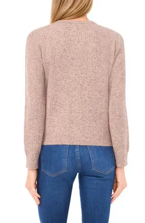 Halogen Cable Stitch Crewneck Cardigan - Desert Taupe