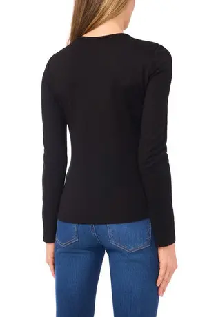 Halogen Long Sleeve Knit Top - Rich Black