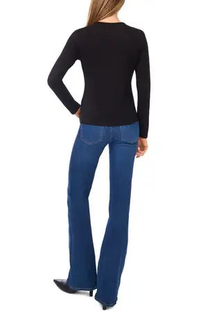 Halogen Long Sleeve Knit Top - Rich Black