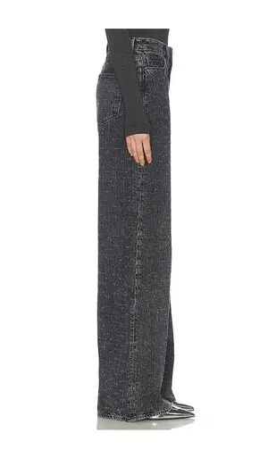 Good American Good Skate Wide Leg Crystal Jeans - Black415