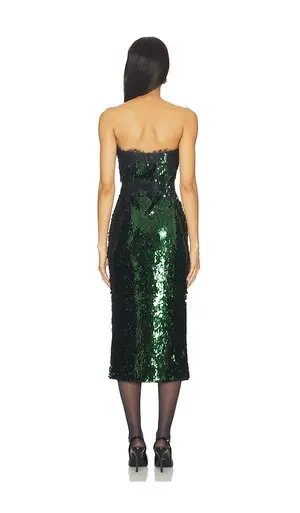 Retrofete Sequin Embellished Strapless Midi Dress - Pine