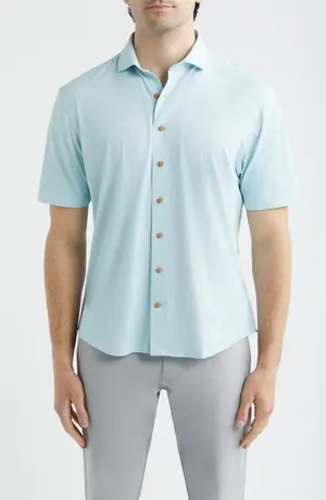 Johnnie-o Breck Hangin’ Out Knit Short Sleeve Button-up Shirt - Sardinia