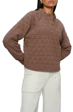 Sanctuary Quilted Sweatshirt - Morel Brown