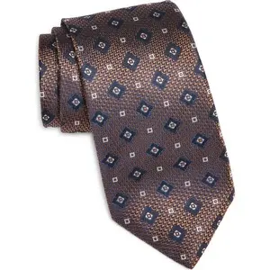 Canali Medallion Silk Neck Tie - Light Brown