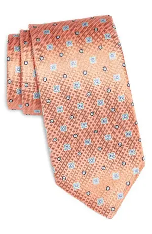 Canali Medallion Silk Neck Tie - Light Orange