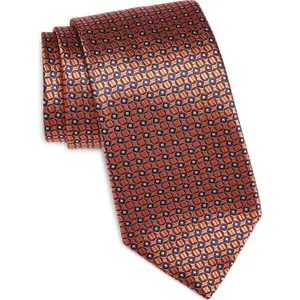Canali Geometric Silk Tie - Orange