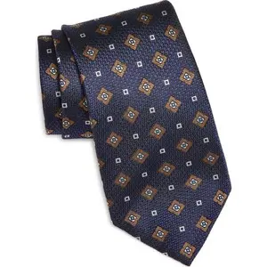 Canali Medallion Silk Neck Tie - Navy