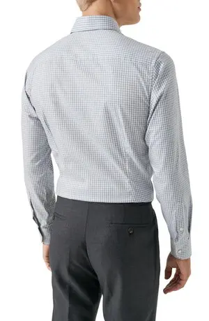 Eton Contemporary Fit Mélange Check Dress Shirt - Medium Blue