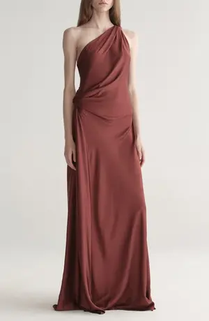 A.L.C. Aster One-shoulder Gown - Black Cherry