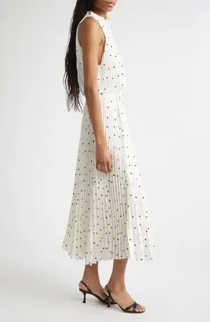 A.L.C. Simona Polka Dot Midi Dress - Cream/black