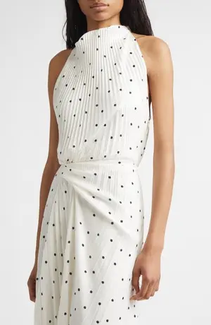 A.L.C. Simona Polka Dot Midi Dress - Cream/black