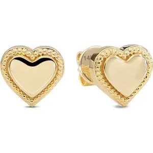 DEVATA Sweet Heart 14k Gold Stud Earrings - Yellow Gold