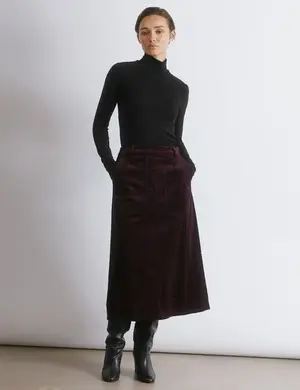 ALBARAY A-line Corduroy Skirt With Patch Pockets