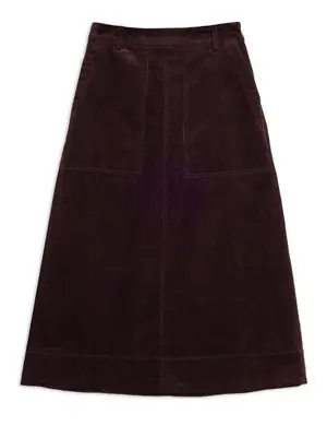 ALBARAY A-line Corduroy Skirt With Patch Pockets