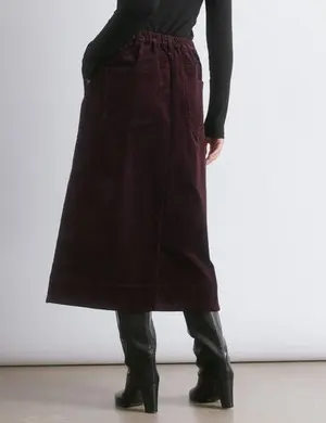 ALBARAY A-line Corduroy Skirt With Patch Pockets