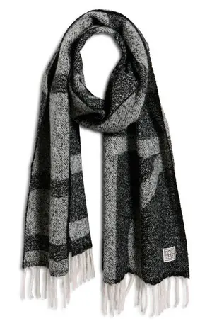 TOTEME Monogram Jacquard Alpaca Blend Fringe Scarf - Black/white