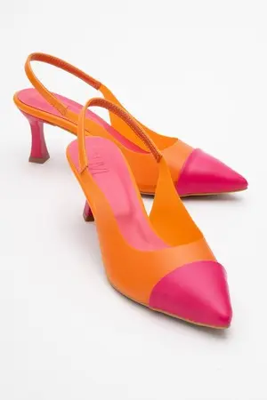 PROLOGUE SHOES Pointed Toe Slingback Pumps Orange