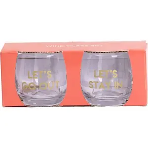 Totalee Gift Let's Stay In/out Mini Glasses Set Of 2 Glass 10 Oz - Clear