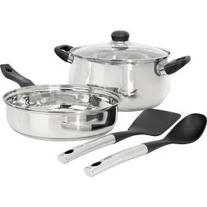 OSTER Rametto 5 Piece Belly Shaped Stainless Steel Cookware Set - Silver