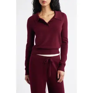 ARTLESS FOREVER Tove Wool & Cashmere Polo Sweater - Merlot