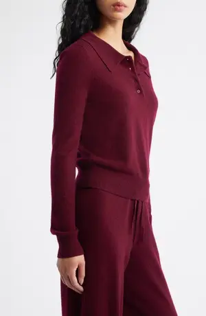 ARTLESS FOREVER Tove Wool & Cashmere Polo Sweater - Merlot