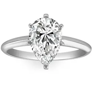 BLISS DIAMOND 2ct Pear Lab Grown Diamond Ring - Platinum