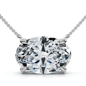 BLISS DIAMOND 4ct Lab Grown Diamond Solitaire Pendant Necklace - White Gold