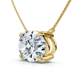 BLISS DIAMOND 4ct Lab Grown Diamond Solitaire Pendant Necklace - Yellow Gold