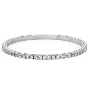 BLISS DIAMOND 4ct Diamond Flexible Oval Bangle Bracelet - 14k White Gold