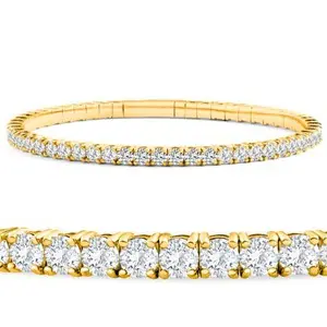 BLISS DIAMOND 4ct Diamond Flexible Oval Bangle Bracelet - 14k Yellow Gold