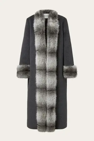 MALINA Anouk Yve Faux Fur Trim Wool Coat