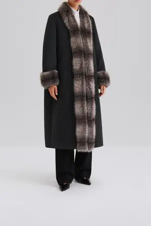 MALINA Anouk Yve Faux Fur Trim Wool Coat