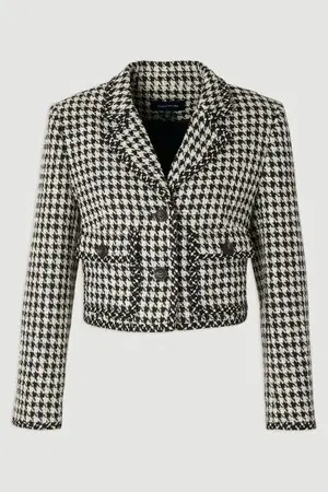 Karen Millen Double Button Tweed Cropped Jacket - Multi