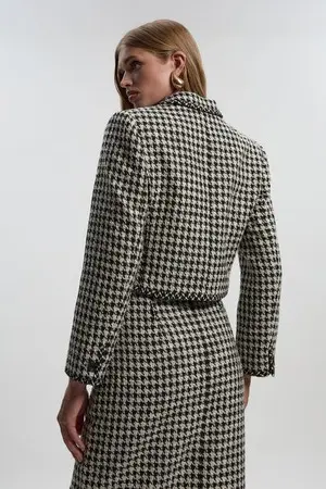 Karen Millen Double Button Tweed Cropped Jacket - Multi