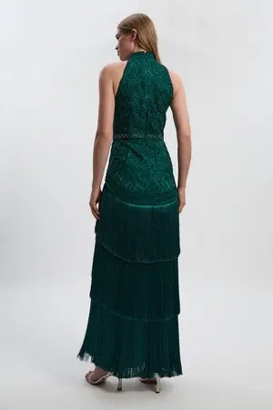 Karen Millen Beaded Halter Neck Maxi Dress