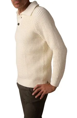 THE NORMAL BRAND Waffle Cotton Blend Polo Sweater - Ivory