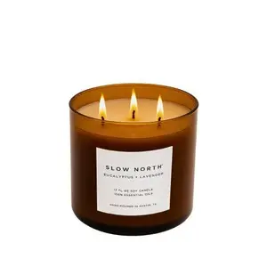 SLOW NORTH Eucalyptus + Lavendersignature 3-wick Candle - Brown