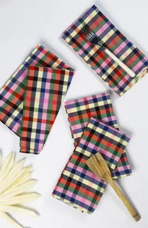 ARCHIVE NEW YORK Marta Handwoven Cotton Plaid Napkins - Multi