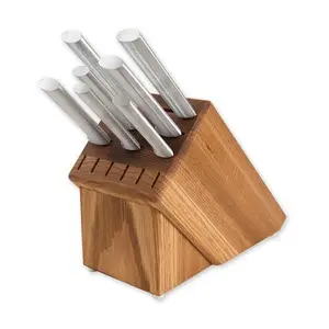 RADA Essential Oak 8 Piece Knife Block Set - Silver