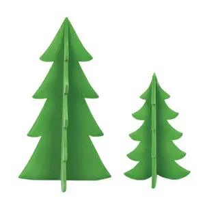 CAROL & FRANK Flocked Tree Figurine Set Of 2 - Green