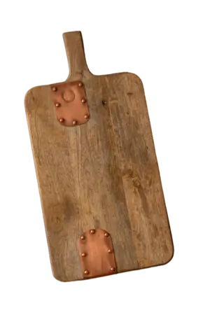 COPPERMILL KITCHEN Vintage Inspired Wooden Charcuterie Board With Handmade Copper Details - Brown