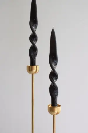 THE PARMATILE SHOP Taper Candle Set Black