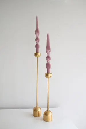THE PARMATILE SHOP Taper Candle Set Mauve